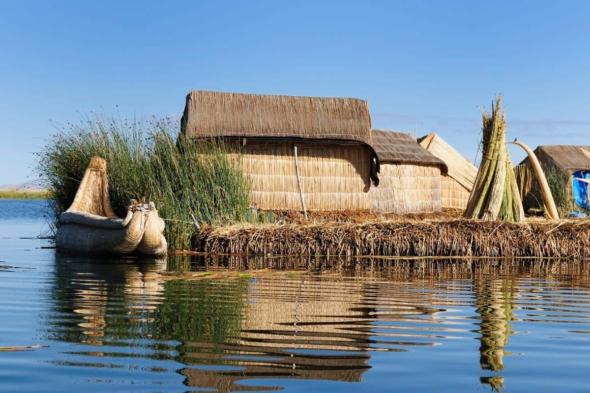 The Uros Floating Islands in Lake Titicaca, Peru are uniquely man made